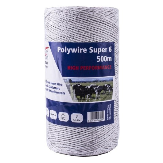 Fenceman Super 6 High Performance Electric Fence Polywire 500M